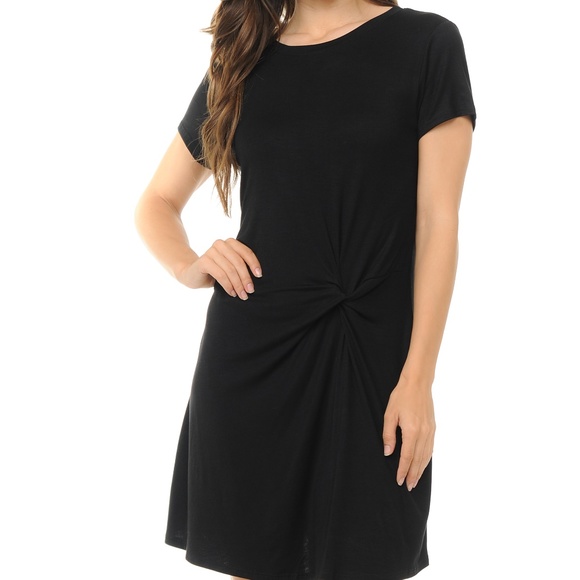 Magic Fit | Dresses | Black Tshirt Dress W Front Side Twist | Poshmark